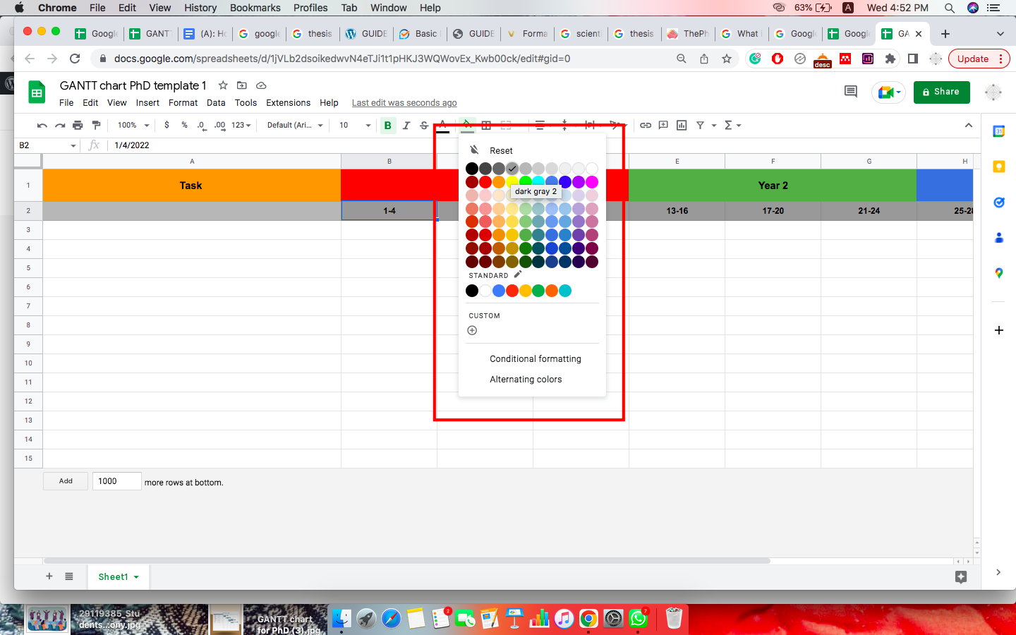 How to Prepare a GANTT chart in a Google Sheet? - ThePhDHub